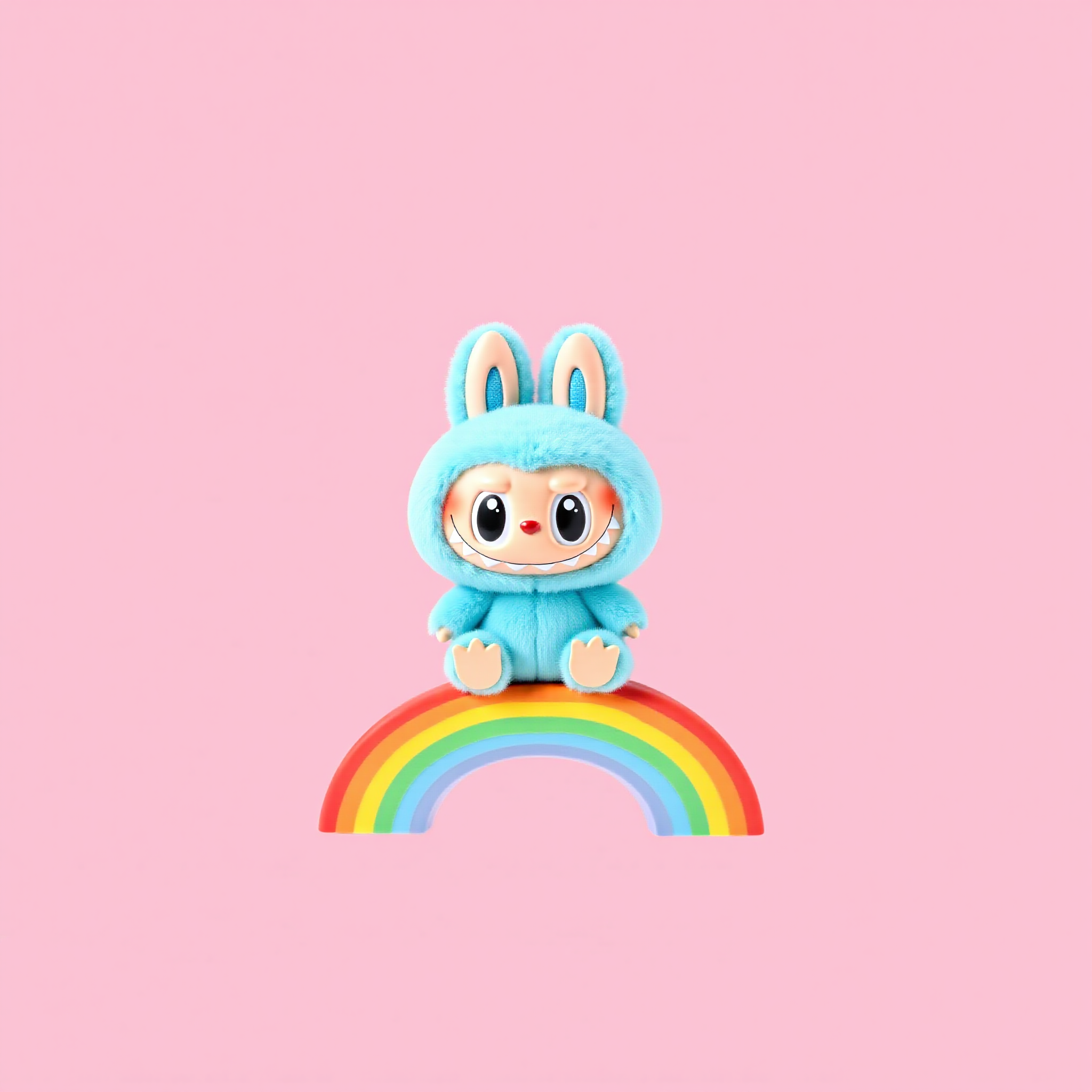 Dreamy Labubu sitting in rainbow, candy color scheme sweet to the heart ...