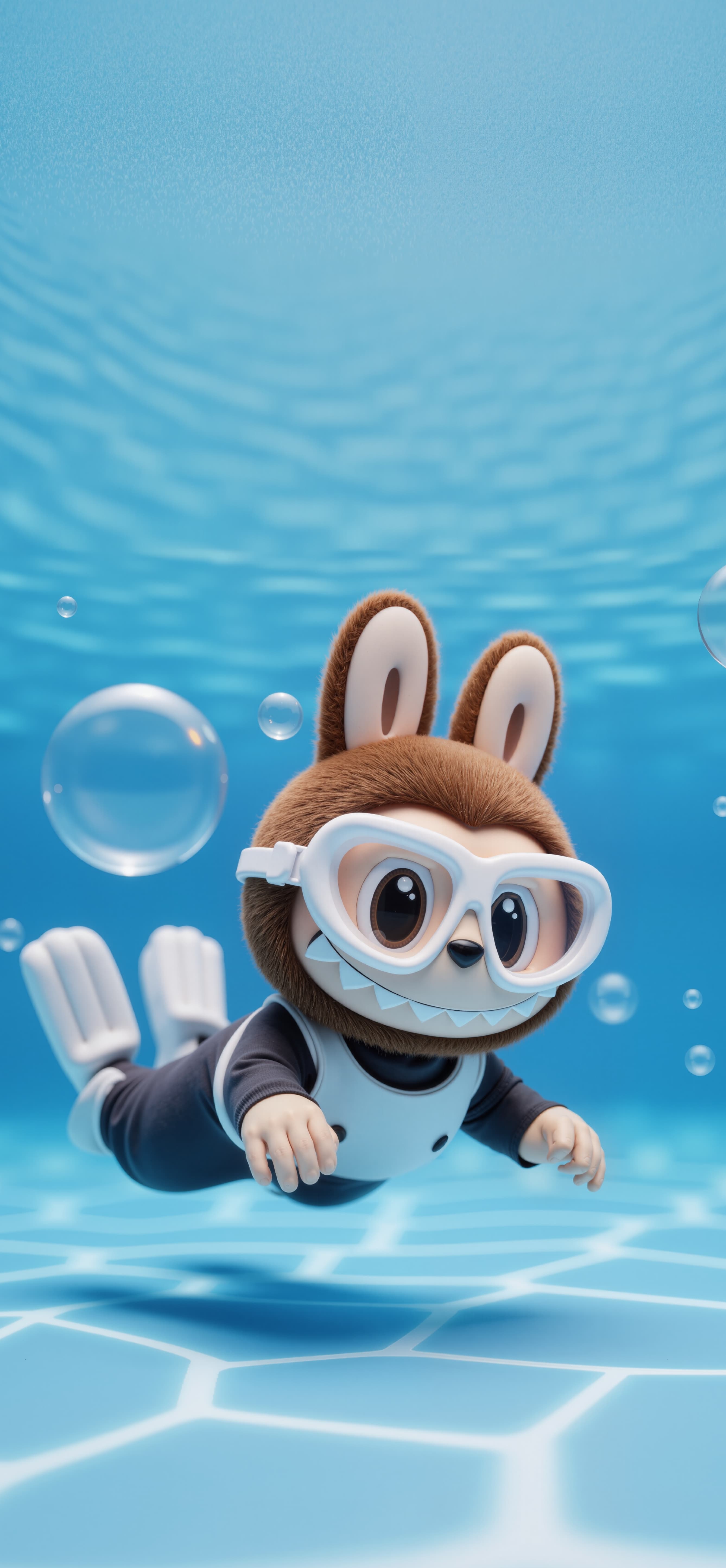 Coffee colored labubu pool diving useful - Labubu Wallpapers Box