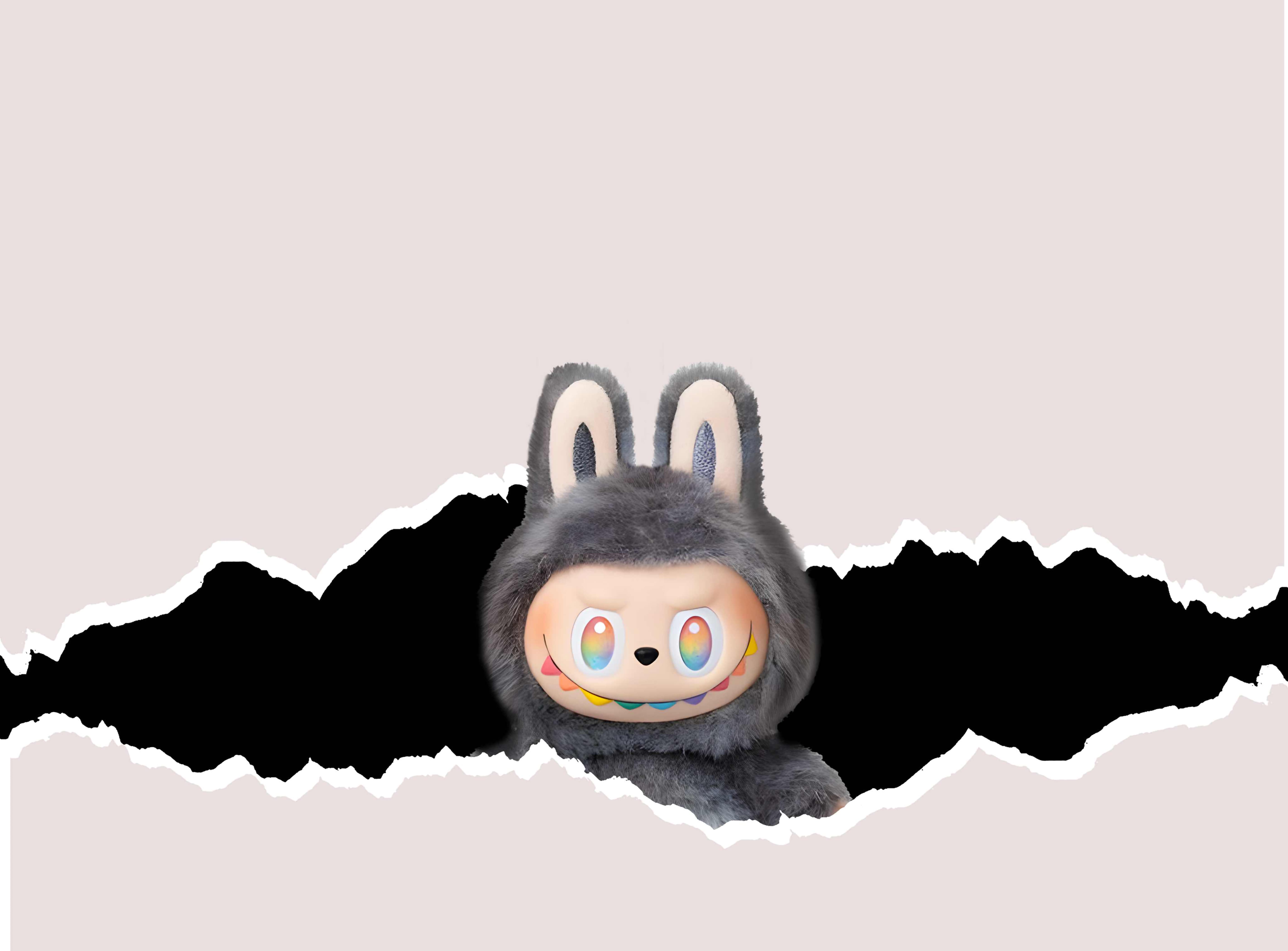 Breaking Out of the Screen - Rainbow Eyes Little Grey Rabbit Labubu ...